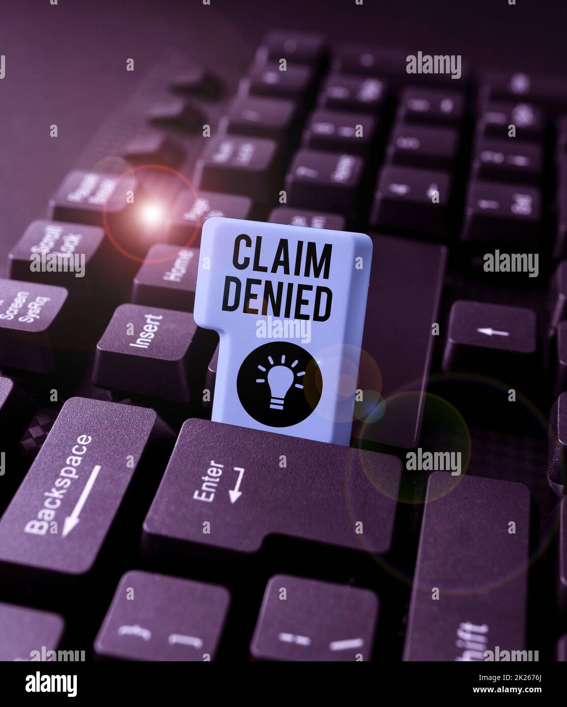 Text sign showing Claim Denied. Concept meaning Requested reimbursement ...