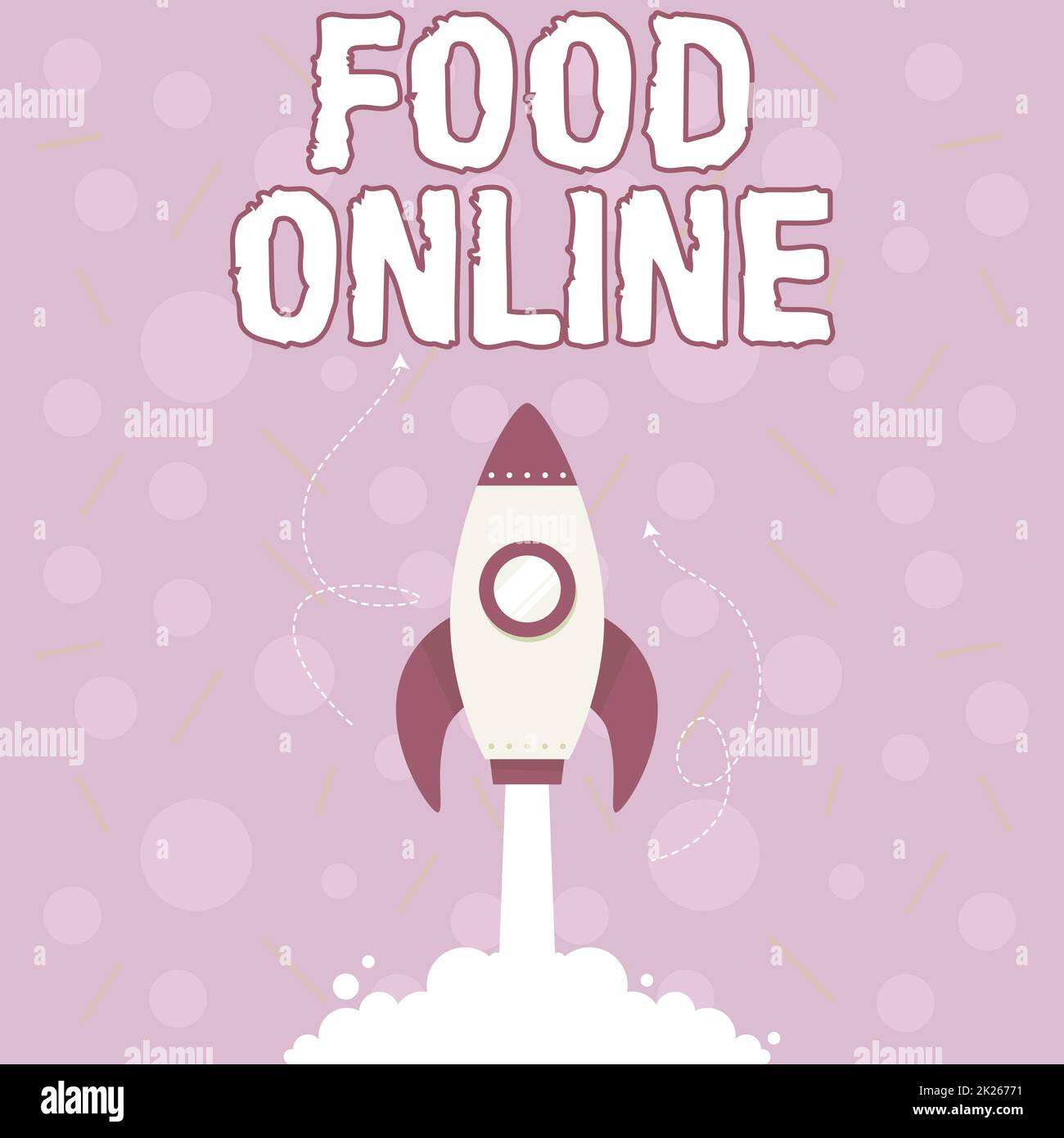 Text caption presenting Food Online. Concept meaning variety of food ...