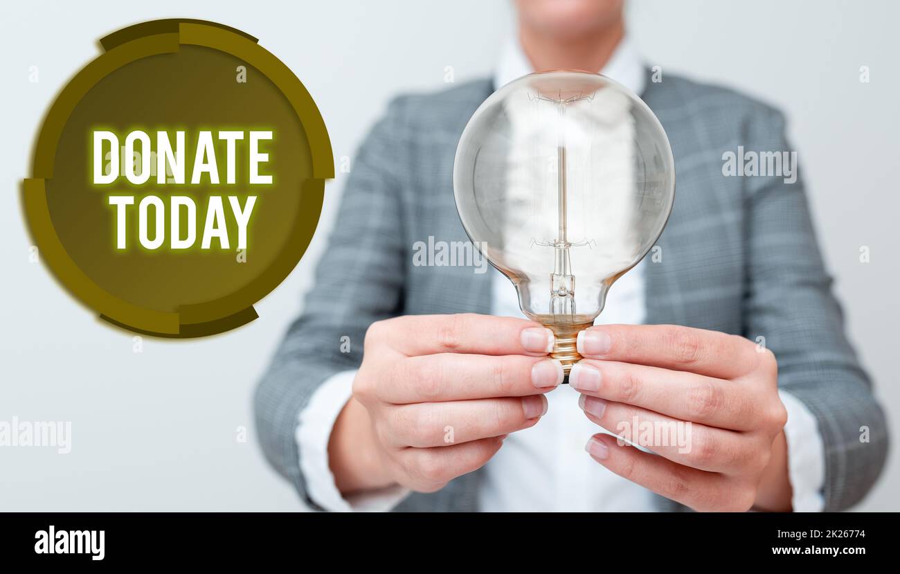 Text caption presenting Donate Today. Internet Concept to give like ...