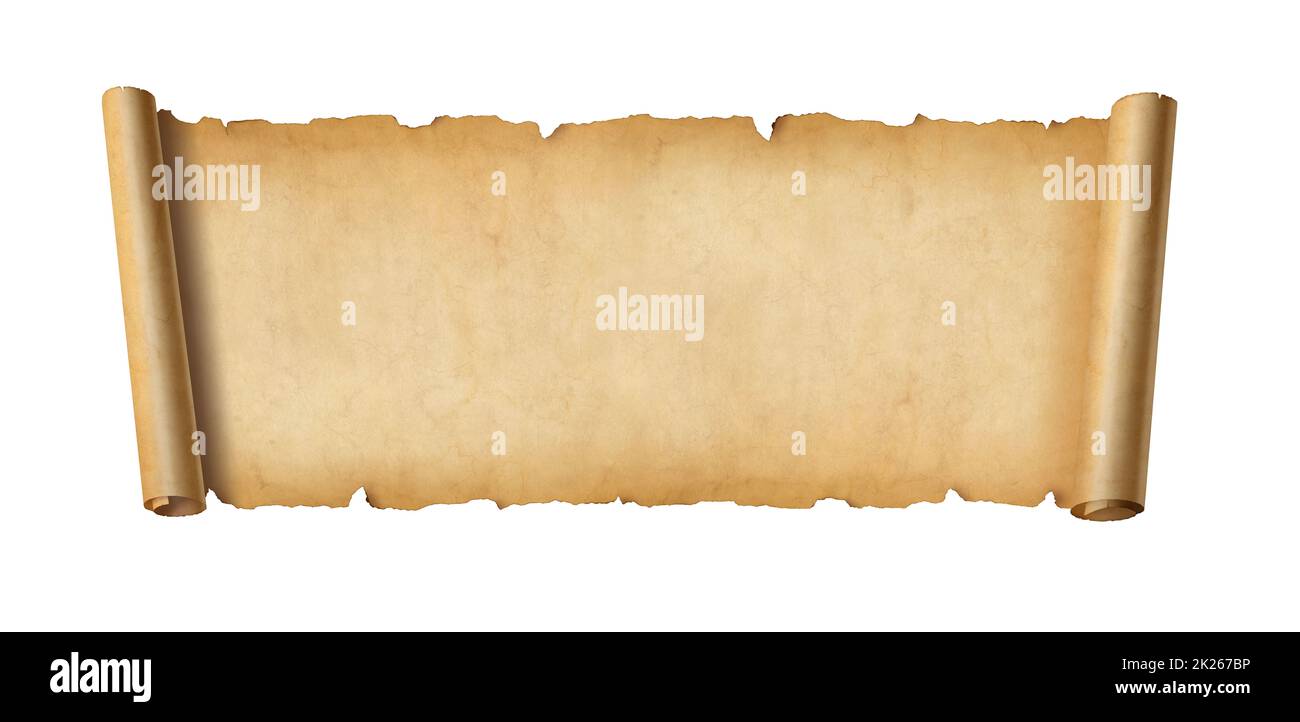 Old paper horizontal banner. Parchment scroll isolated on white Stock ...