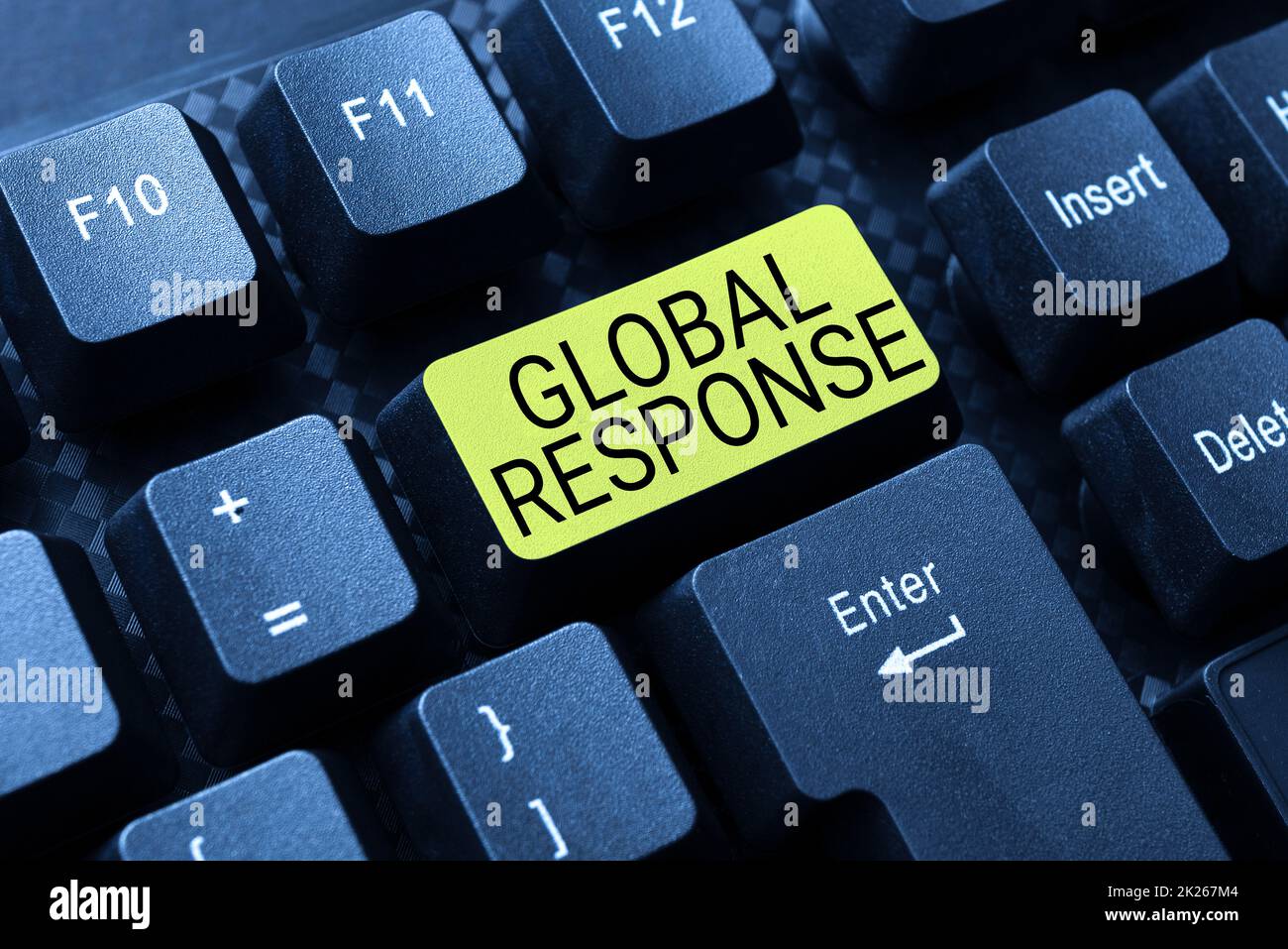 Hand writing sign Global Response. Business idea indicates the ...