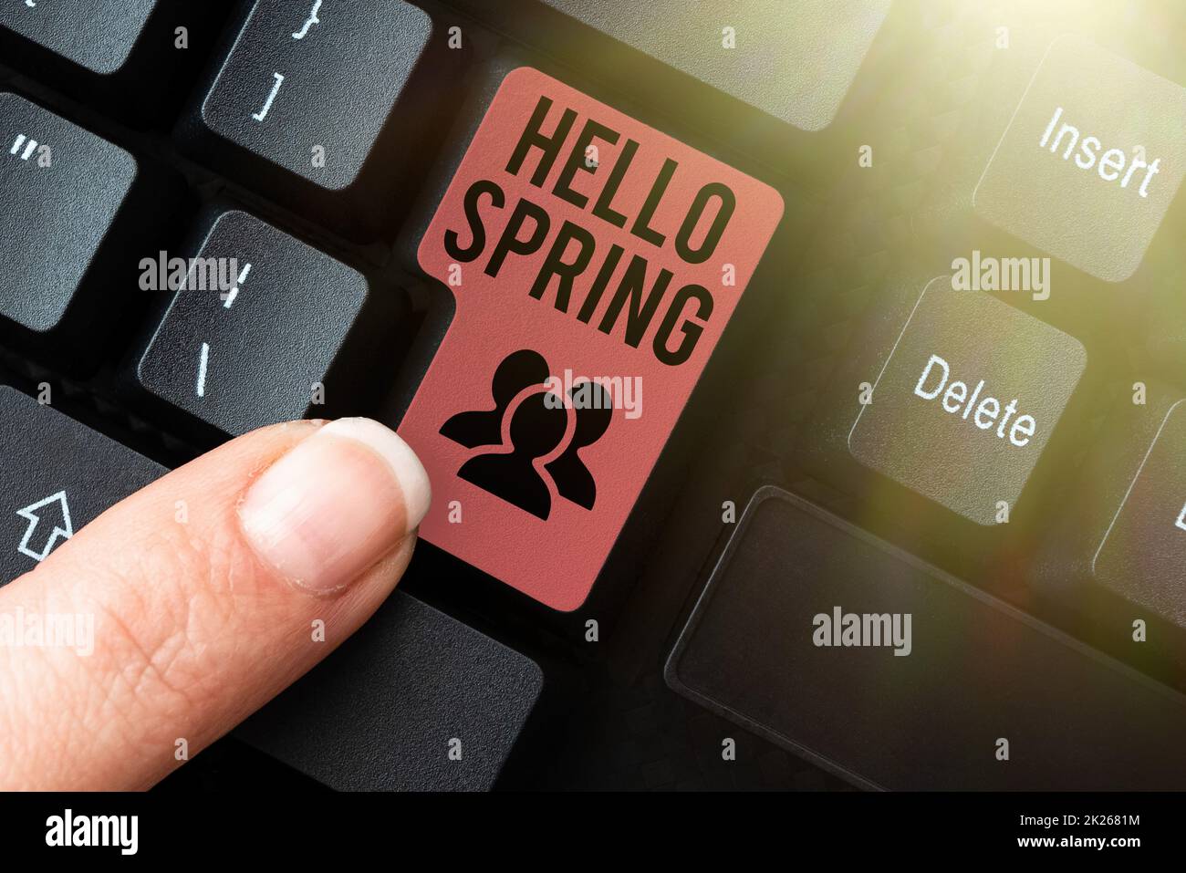 Handwriting text Hello Spring. Business overview Welcoming the season ...