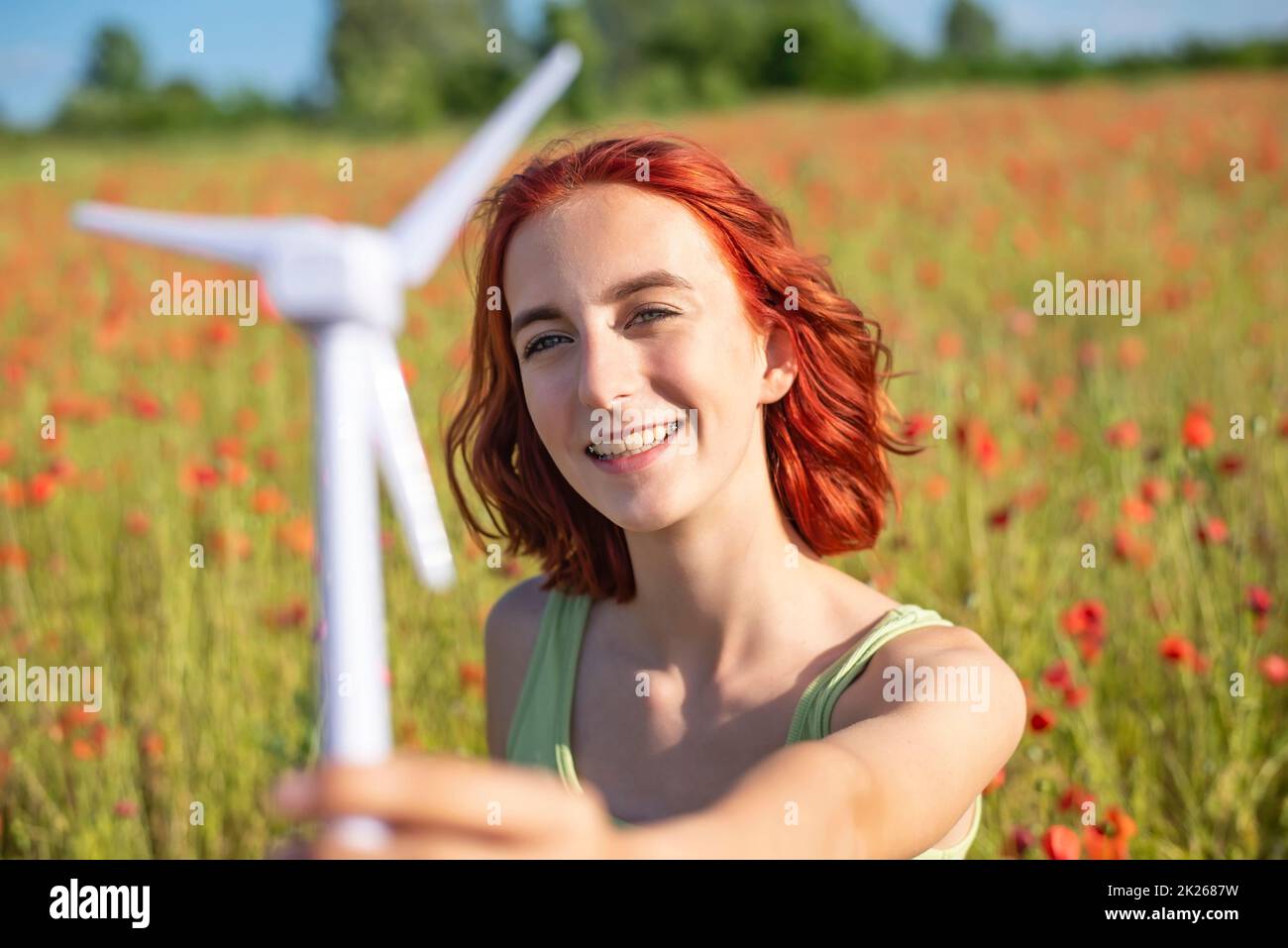 Girl wind energy hi-res stock photography and images - Alamy