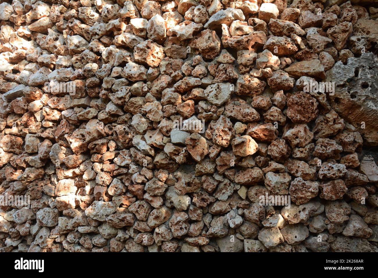 Wall made of sandstone(kurkar), Utopia park ,Israel. Stone background ...