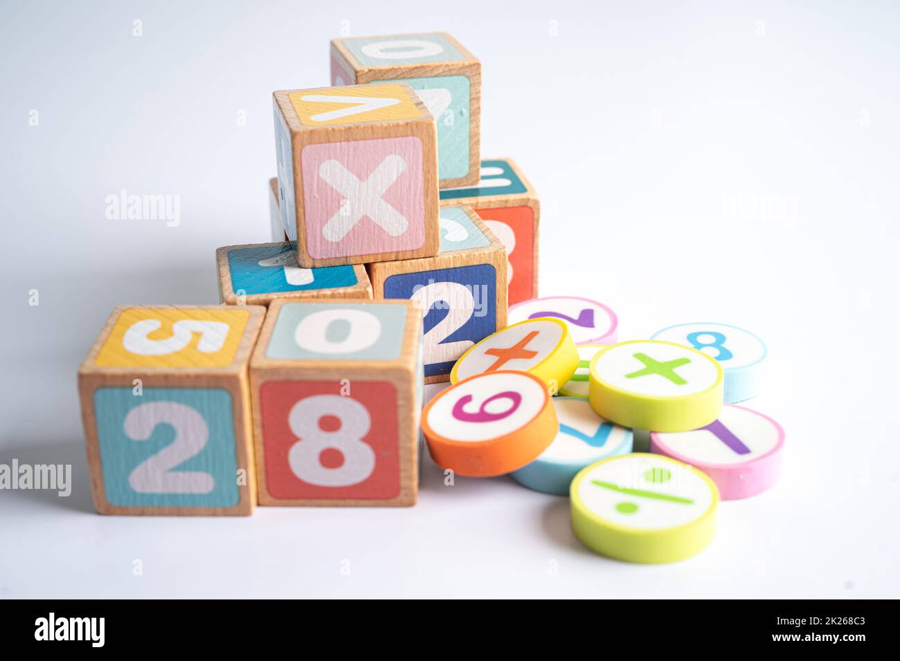 Math number colorful on white background, education study mathematics ...