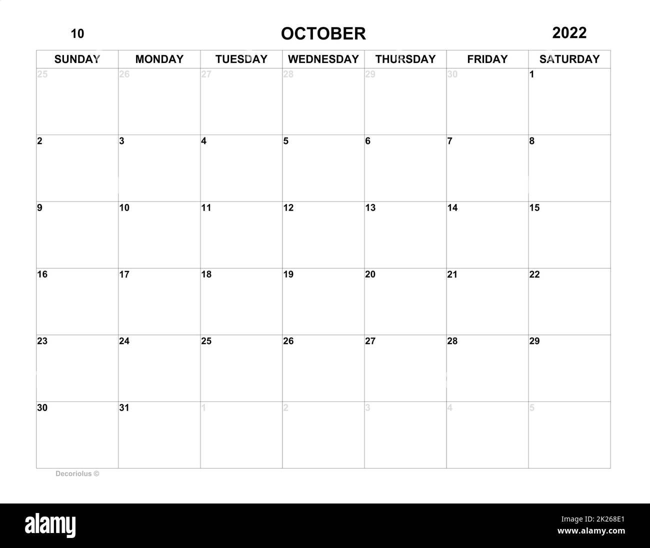 Planner for october 2022. Schedule for month. Monthly calendar ...