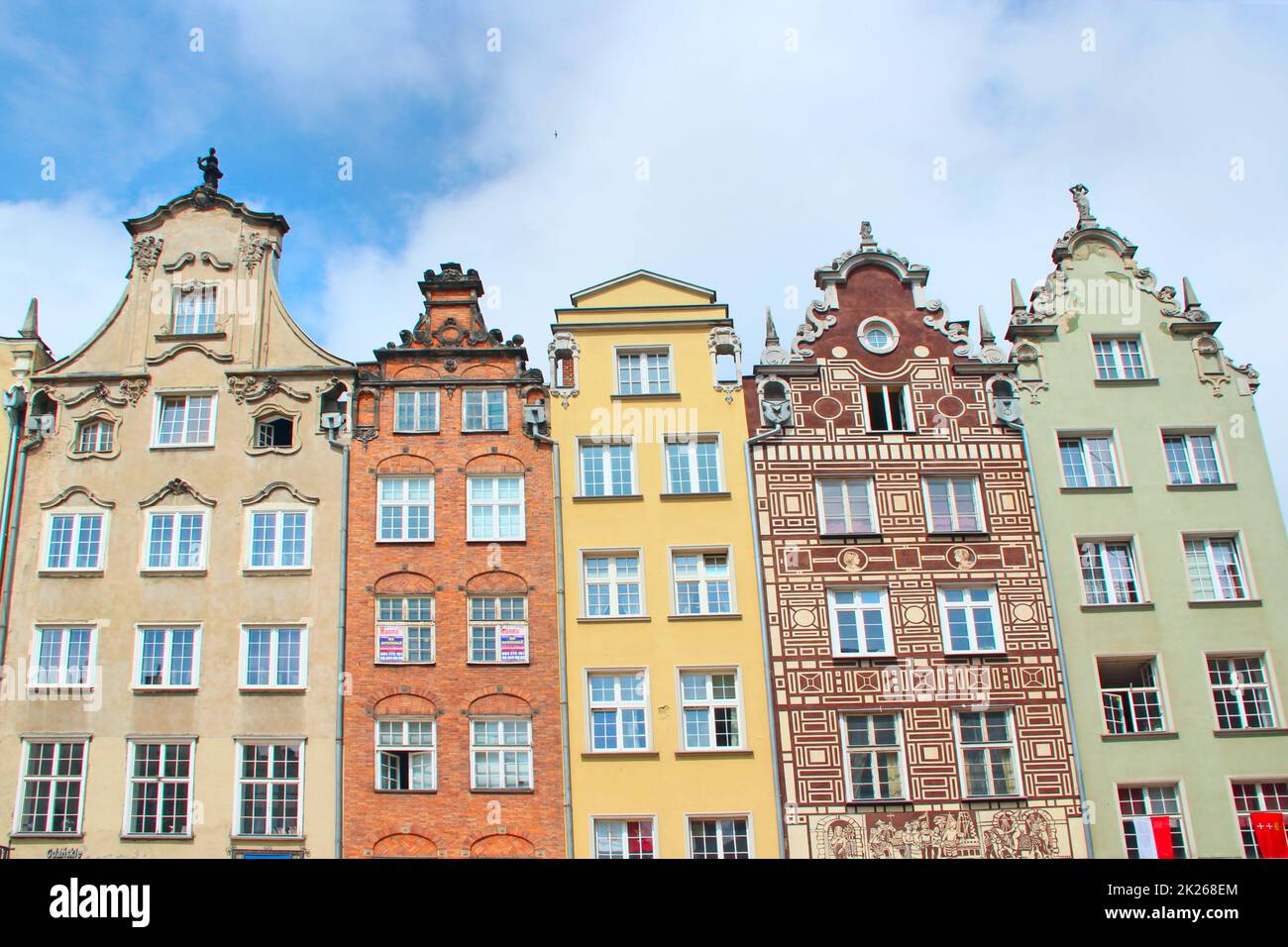 Beautiful architecture with old houses in Gdansk. colored buildings ...