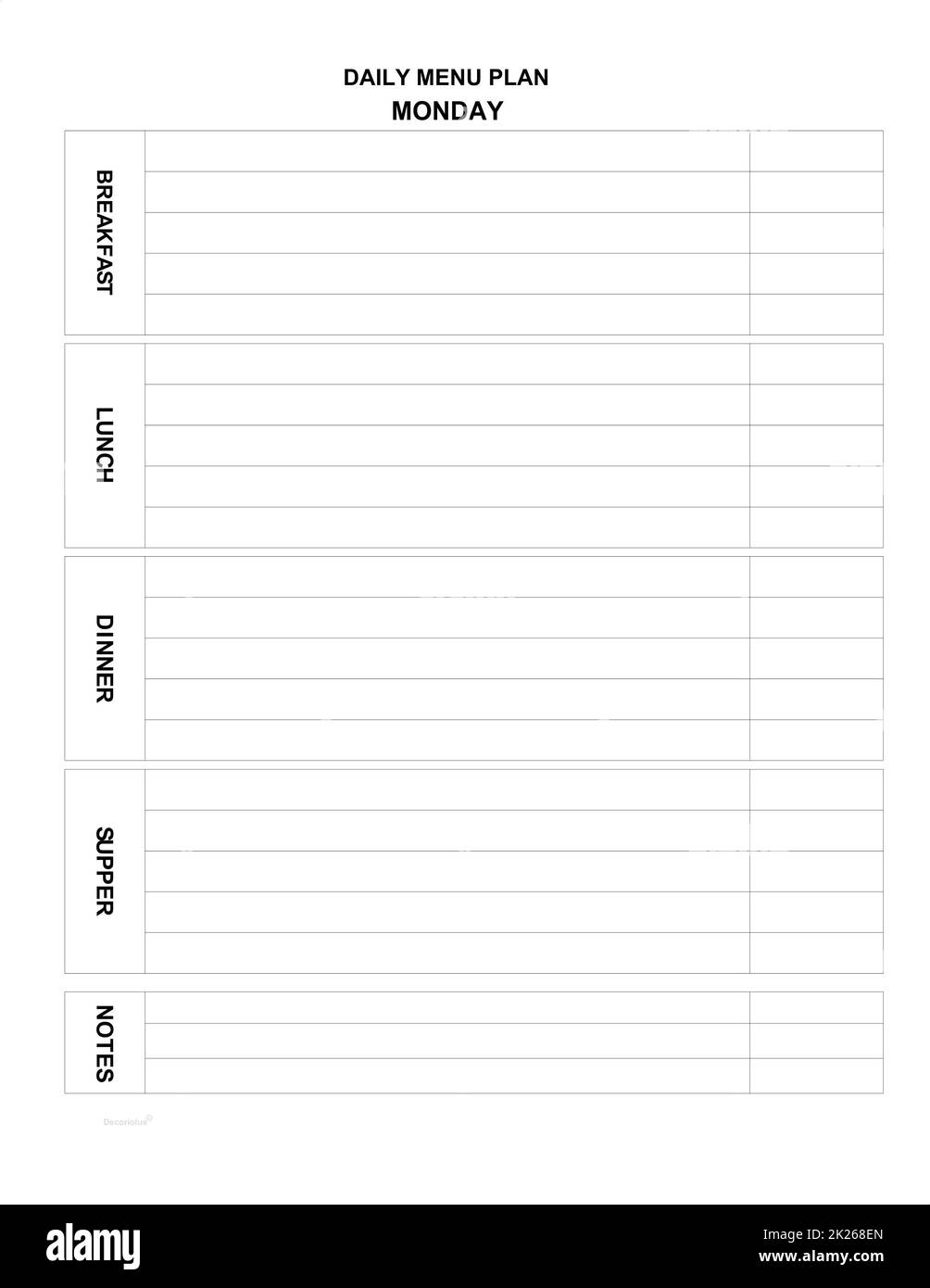 dayly menu plan for every day. family menu for today. minimalist list ...