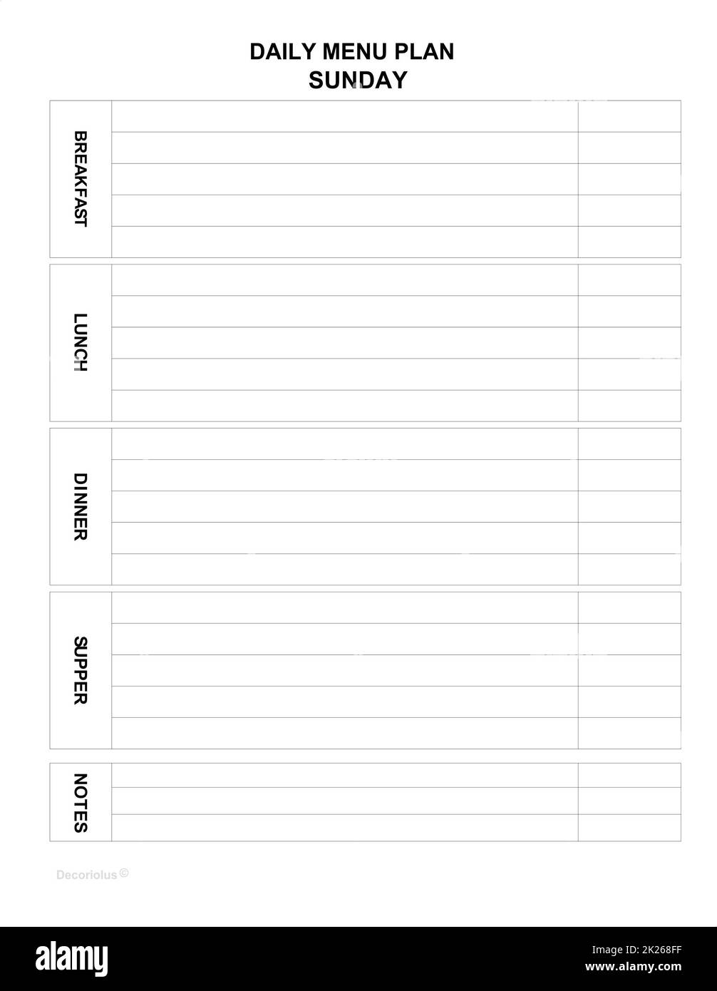 Daily meal planner hi-res stock photography and images - Alamy