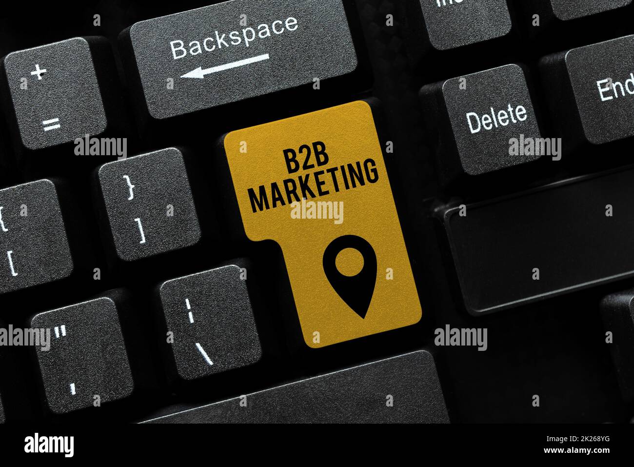 Hand writing sign B2B Marketing. Business showcase Partnership ...