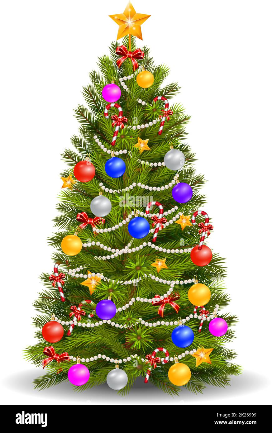 Christmas tree with colorful ornaments Stock Photo - Alamy