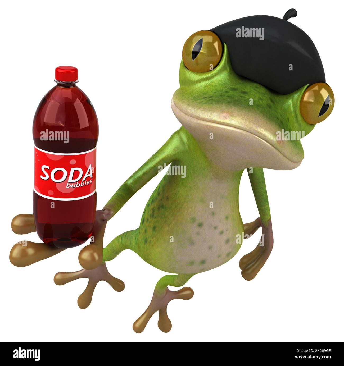 Fun french frog - 3D Illustration Stock Photo - Alamy