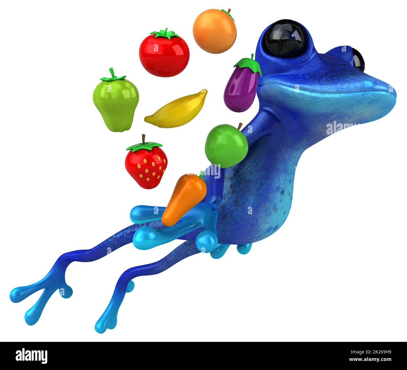 Fun blue frog - 3D Illustration Stock Photo - Alamy