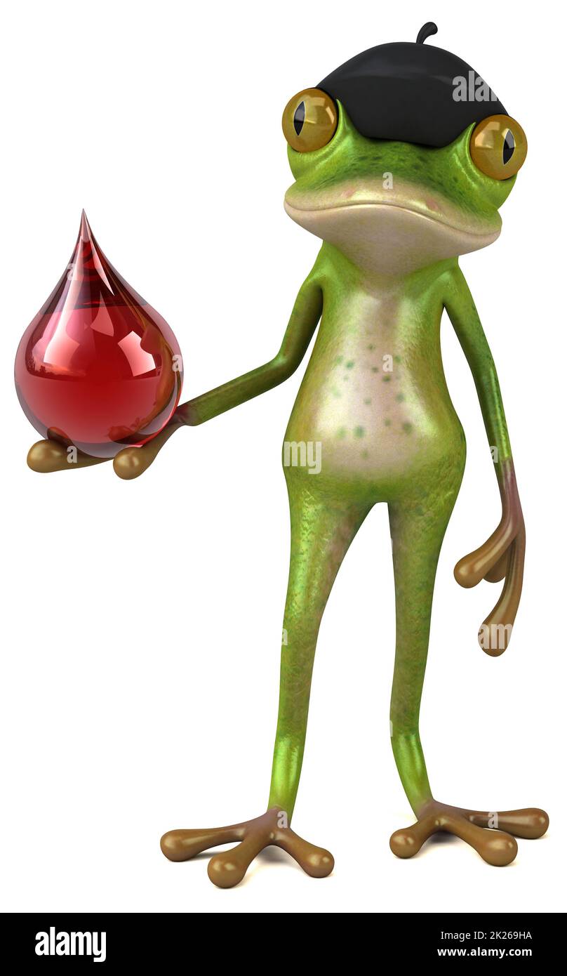 Fun french frog - 3D Illustration Stock Photo - Alamy