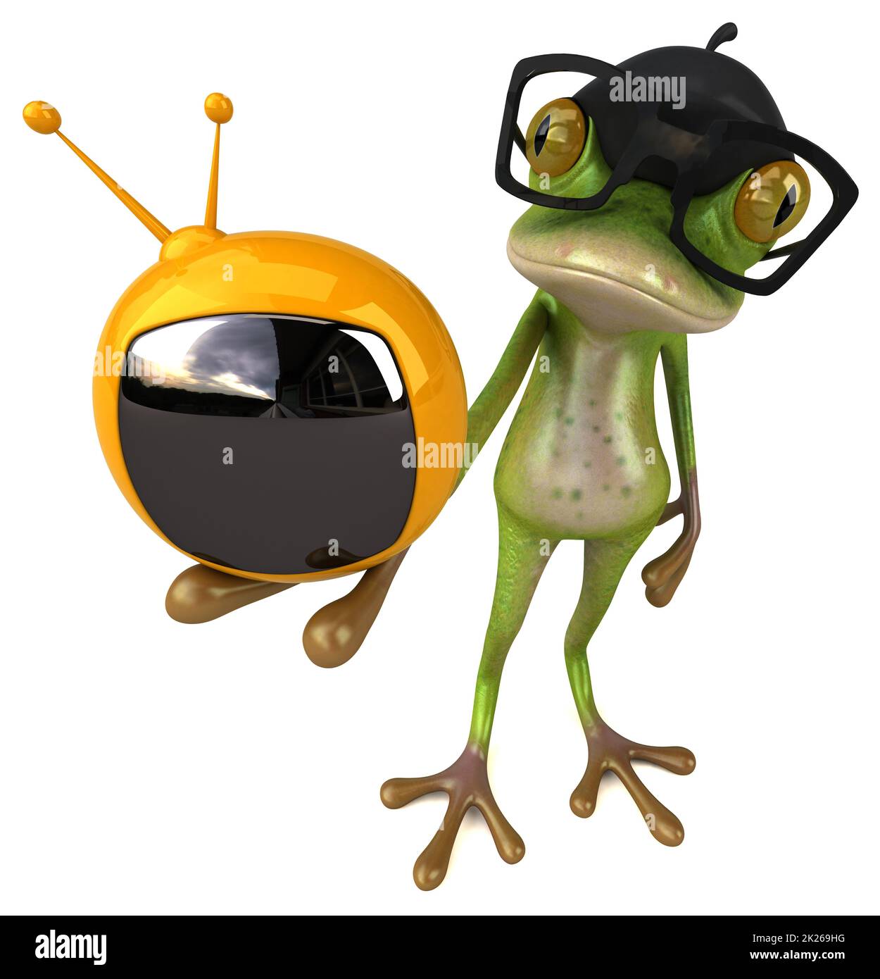 Fun french frog - 3D Illustration Stock Photo - Alamy