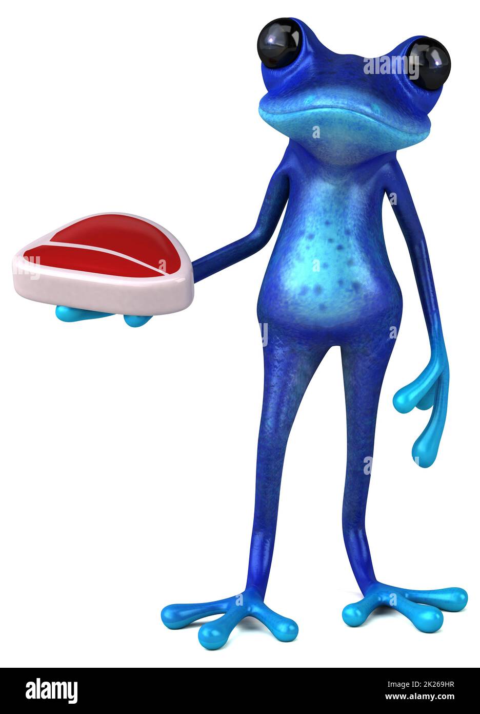 Fun blue frog - 3D Illustration Stock Photo - Alamy
