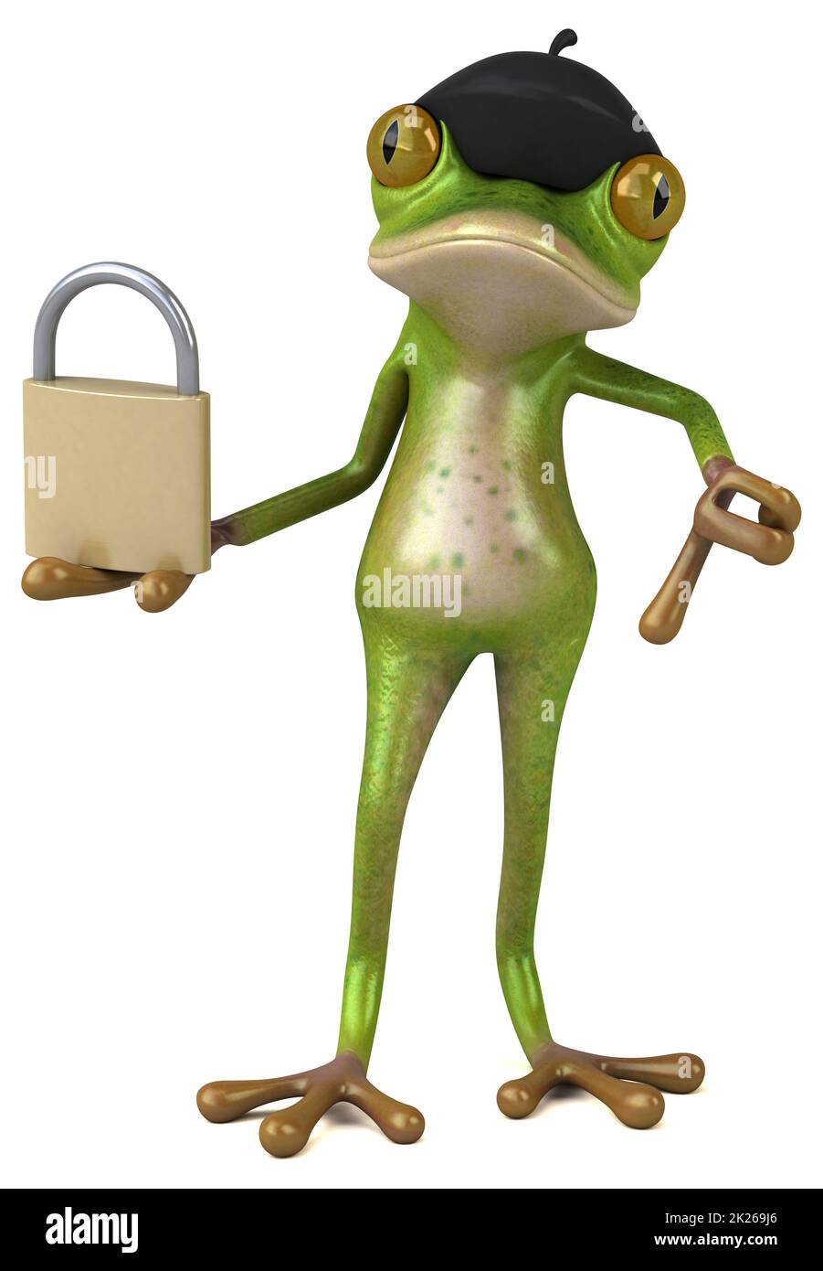 Fun french frog - 3D Illustration Stock Photo - Alamy