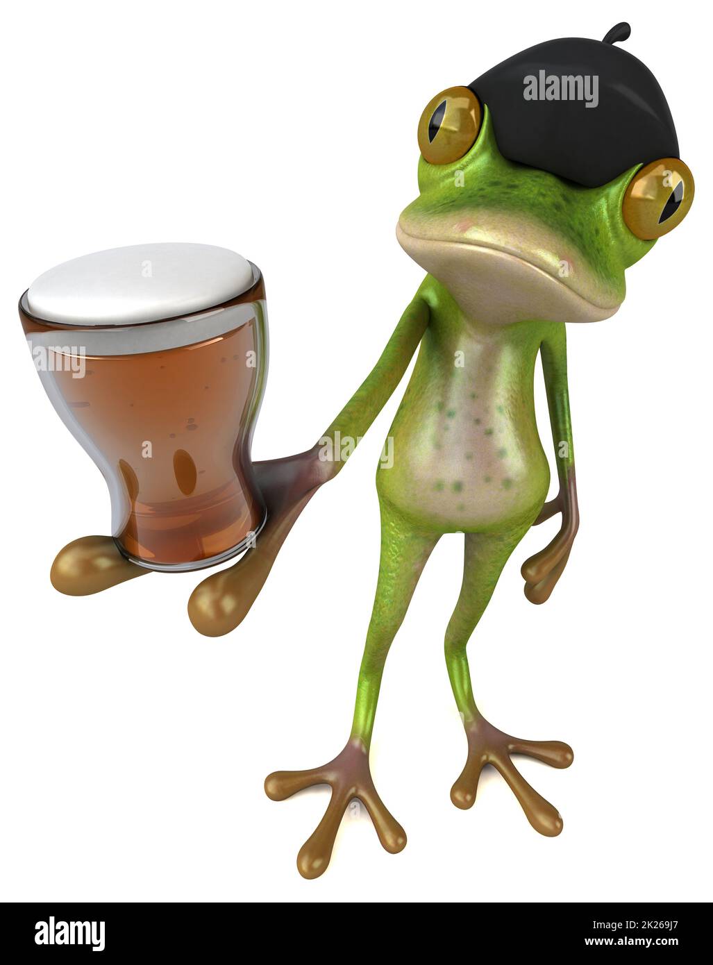 Fun french frog - 3D Illustration Stock Photo - Alamy