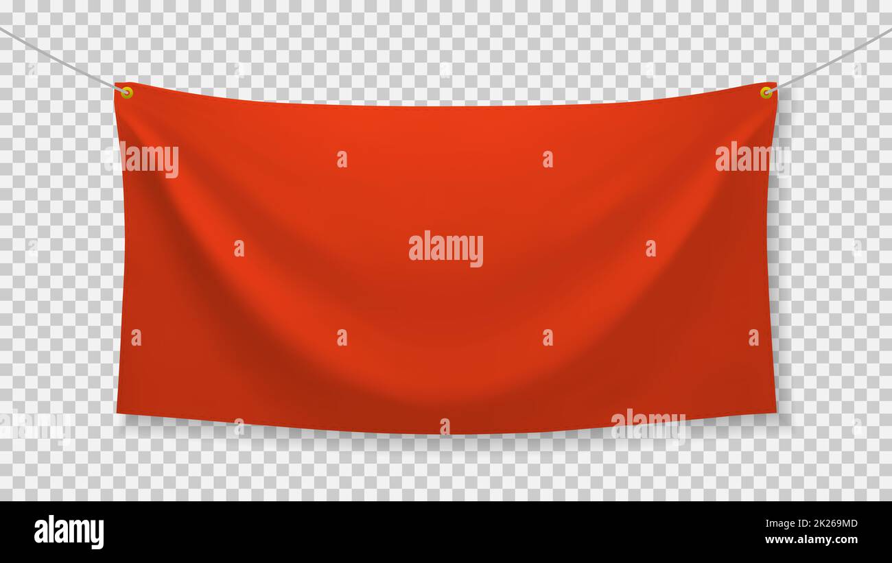 Red fabric banner with folds and shadow Stock Photo - Alamy