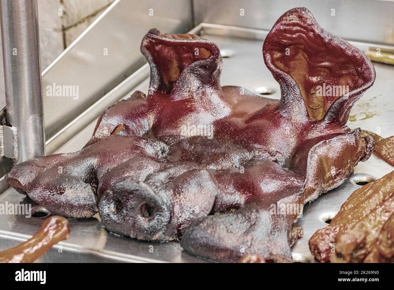 Thai Chinese street food pig face China Town Bangkok Thailand Stock ...