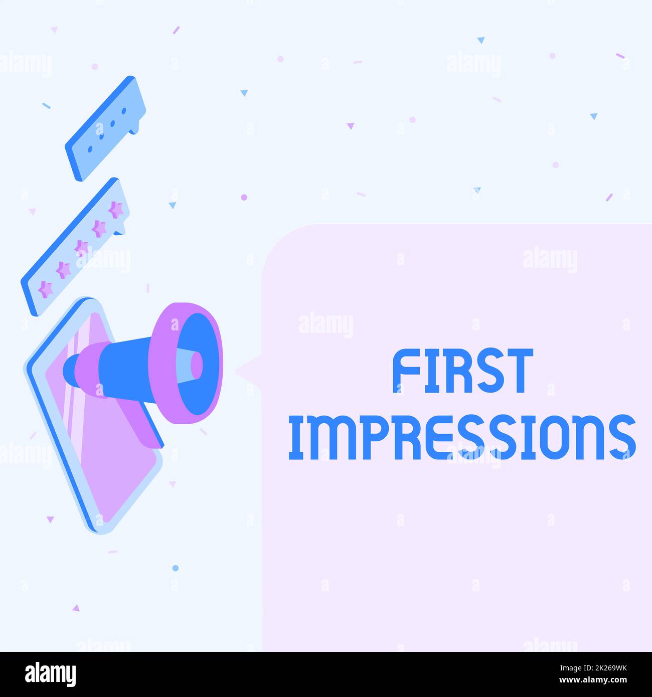 Writing displaying text First Impressions. Business overview events ...