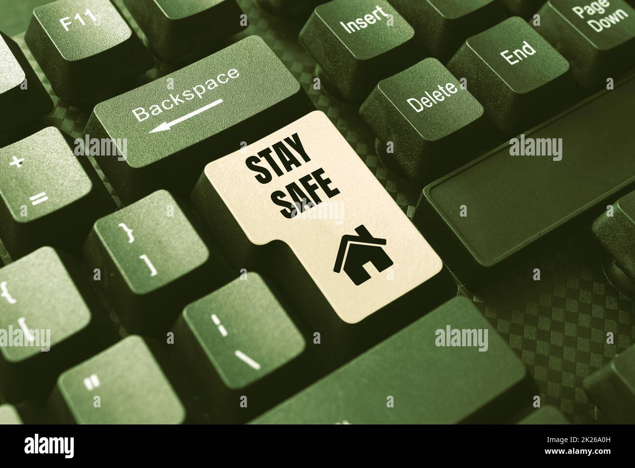 Text caption presenting Stay Safe. Business overview secure from threat ...