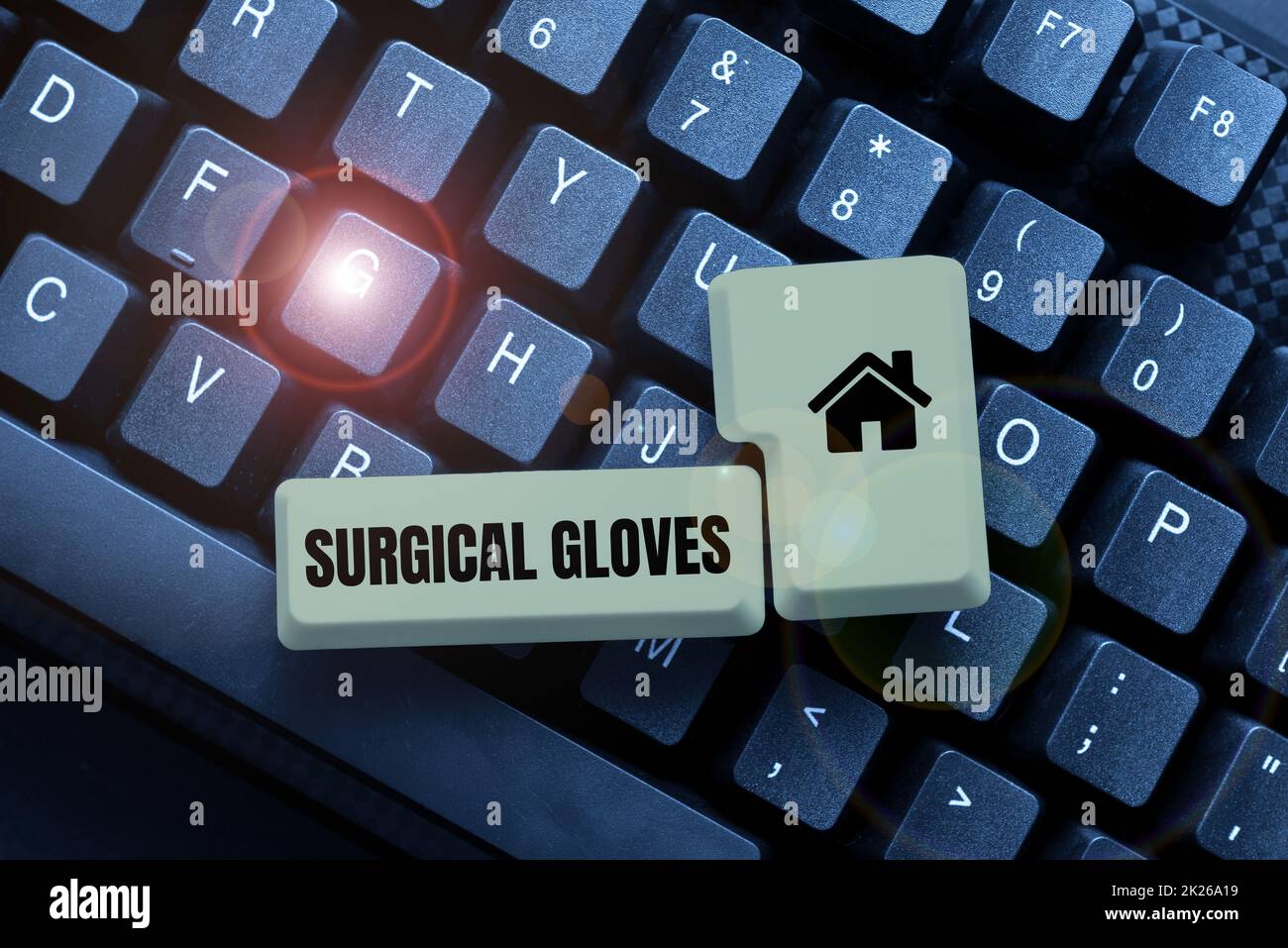 Text caption presenting Surgical Gloves. Word for to protect from the ...