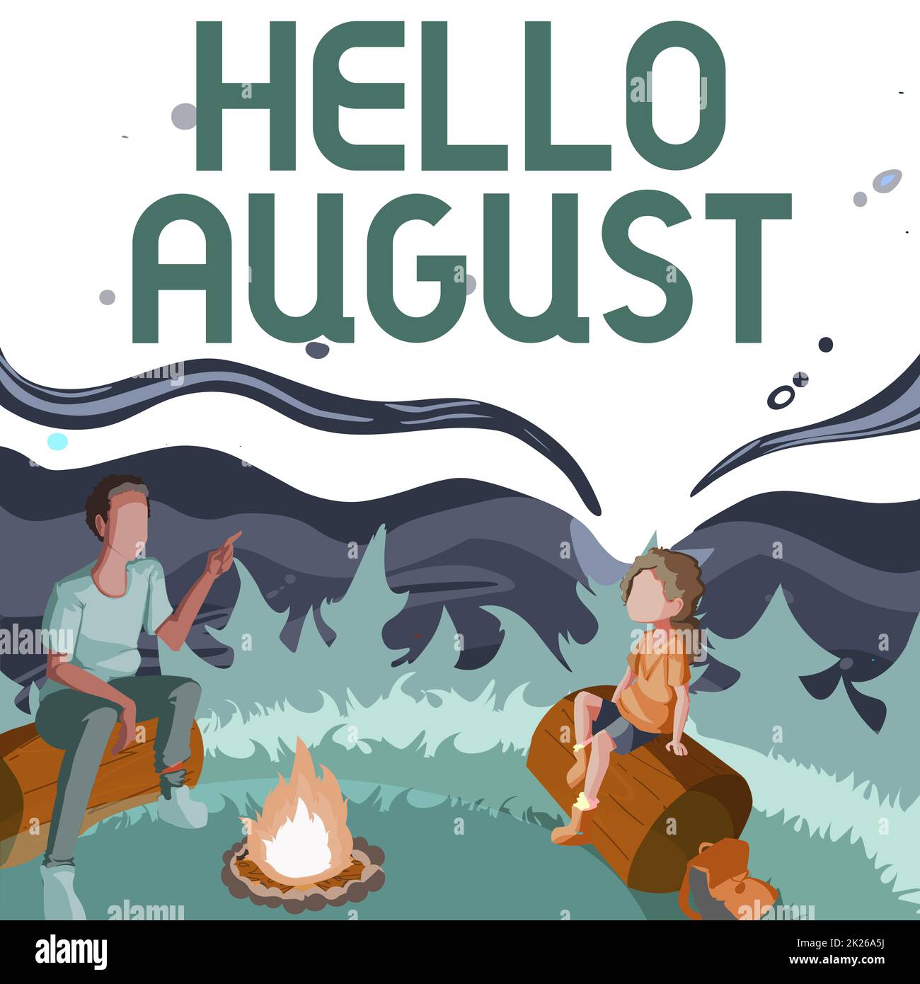Handwriting text Hello August. Conceptual photo a positive greeting for ...
