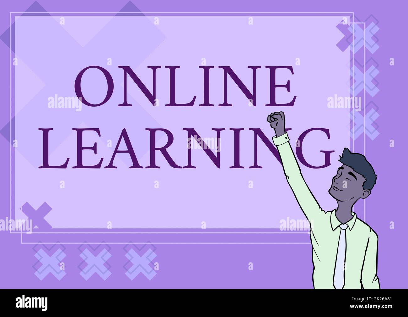 Hand writing sign Online Learning. Concept meaning taking a course that ...