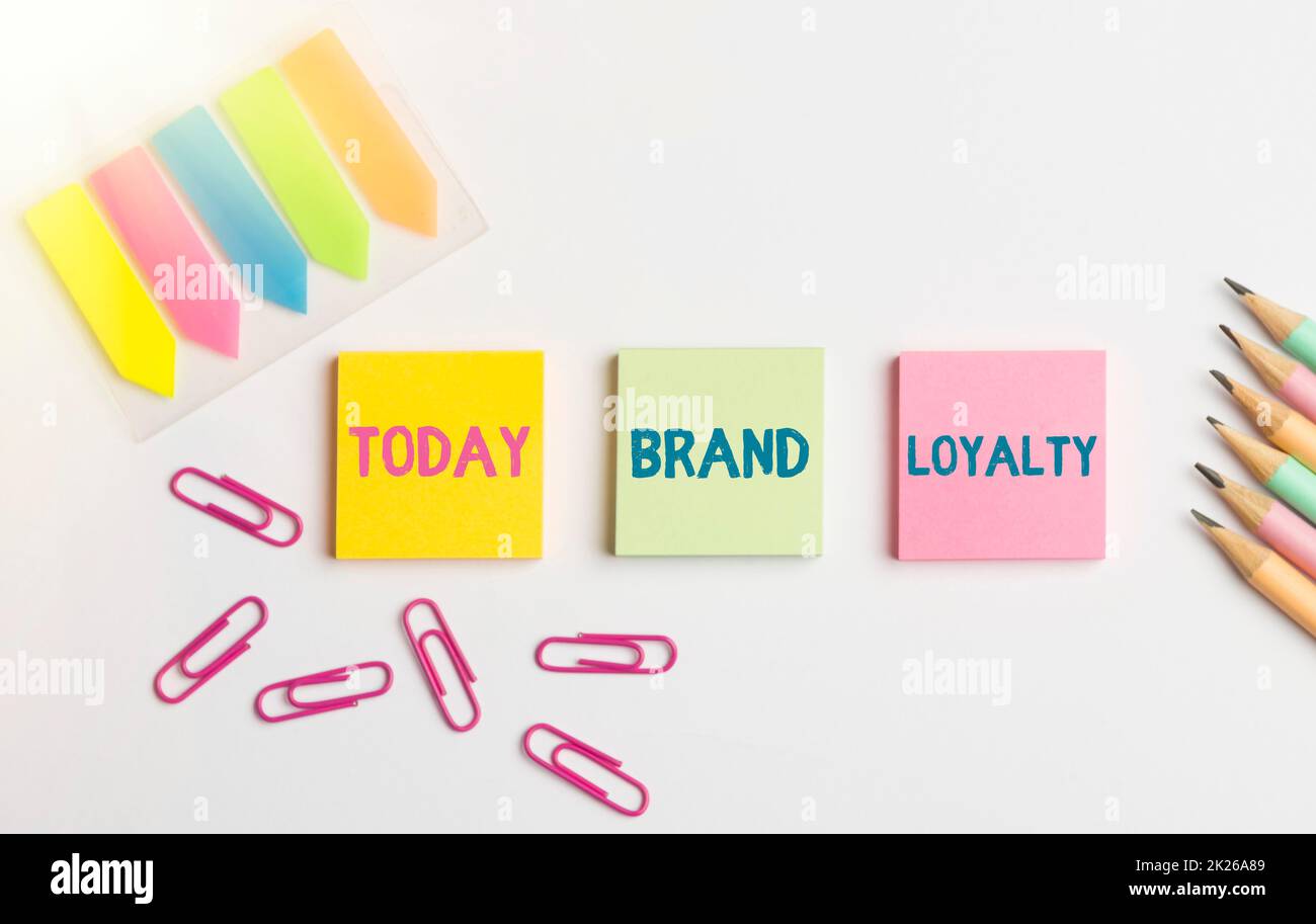 Text sign showing Brand Loyalty. Business approach positive feelings to ...
