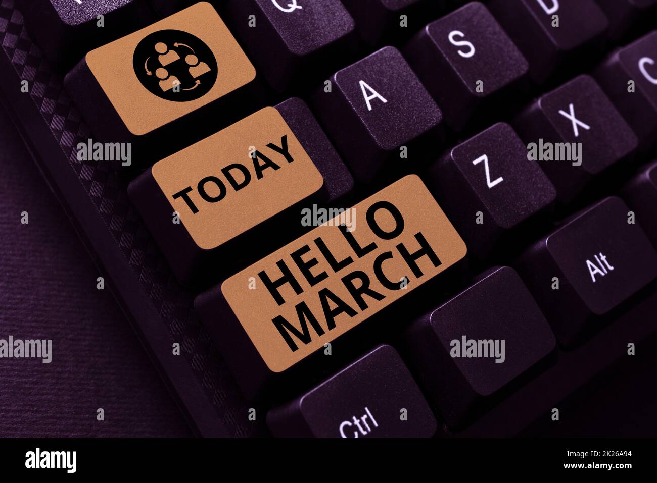 Writing displaying text Hello March. Business approach a greeting expression used when welcoming ...