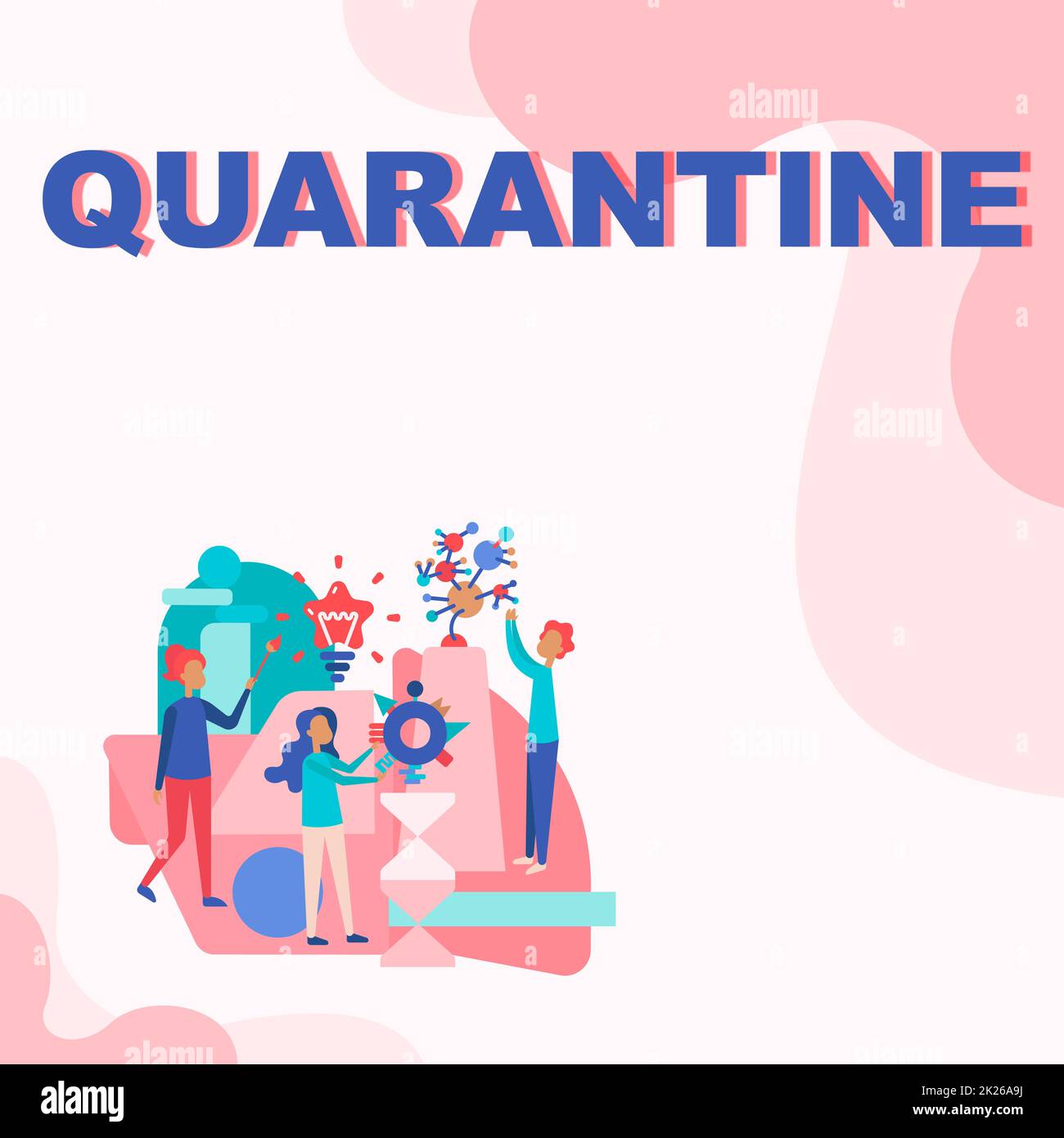 Text caption presenting Quarantine. Conceptual photo restraint upon the ...