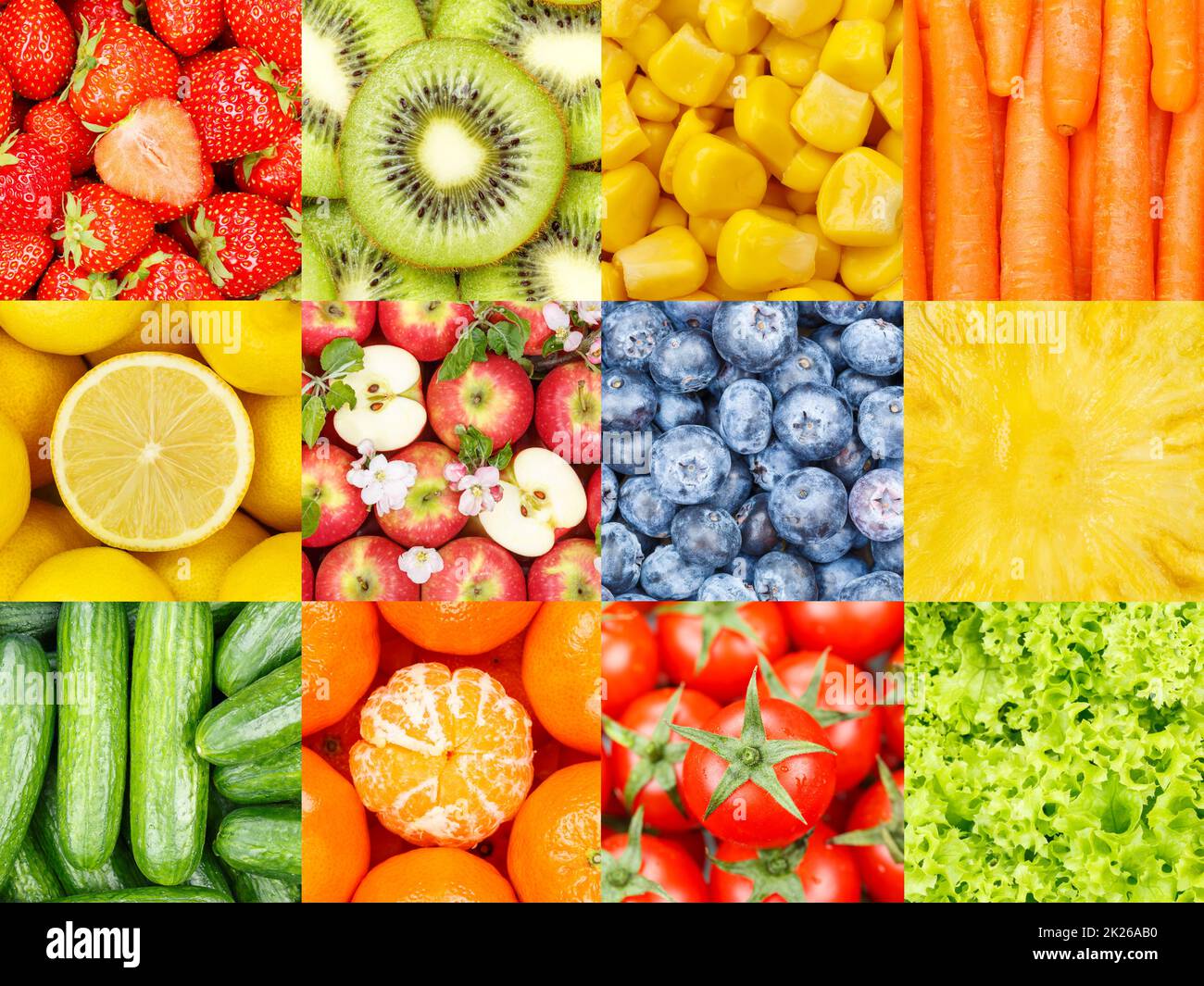 Collection of fruits and vegetables fruit collage background with ...