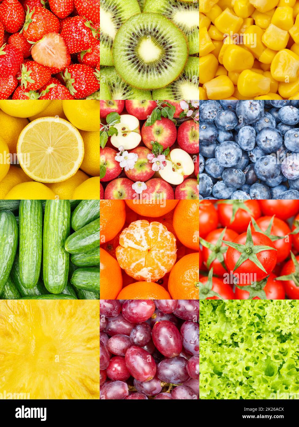 Collection of fruits and vegetables fruit collage background with ...