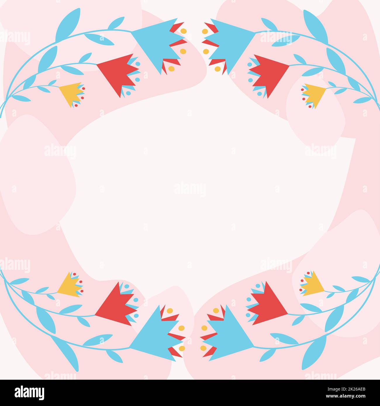 Text Frame Surrounded With Assorted Flowers Hearts And Leaves ...