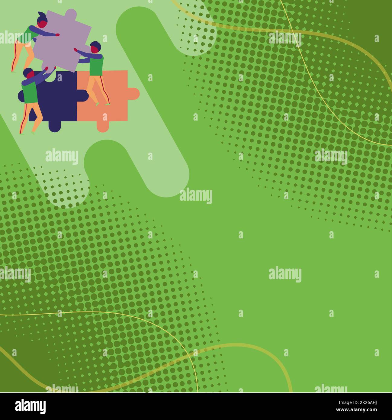 Illustration Of Team Holding Jigsaw Puzzle Pieces Helping Each Others ...