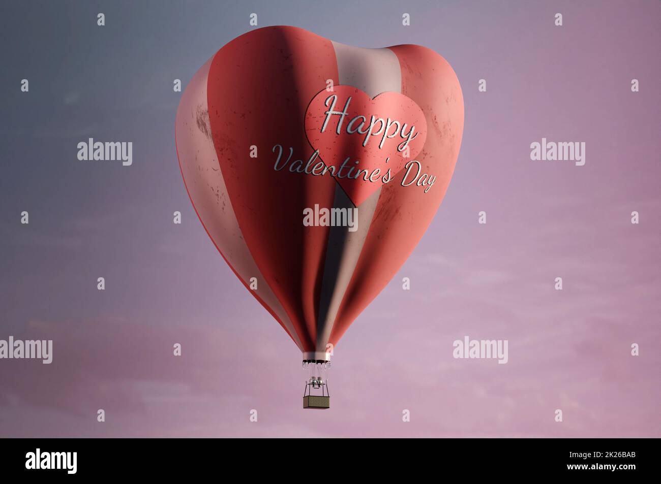 3d illustration. Happy Valentine's Day greeting card with heart shape ...