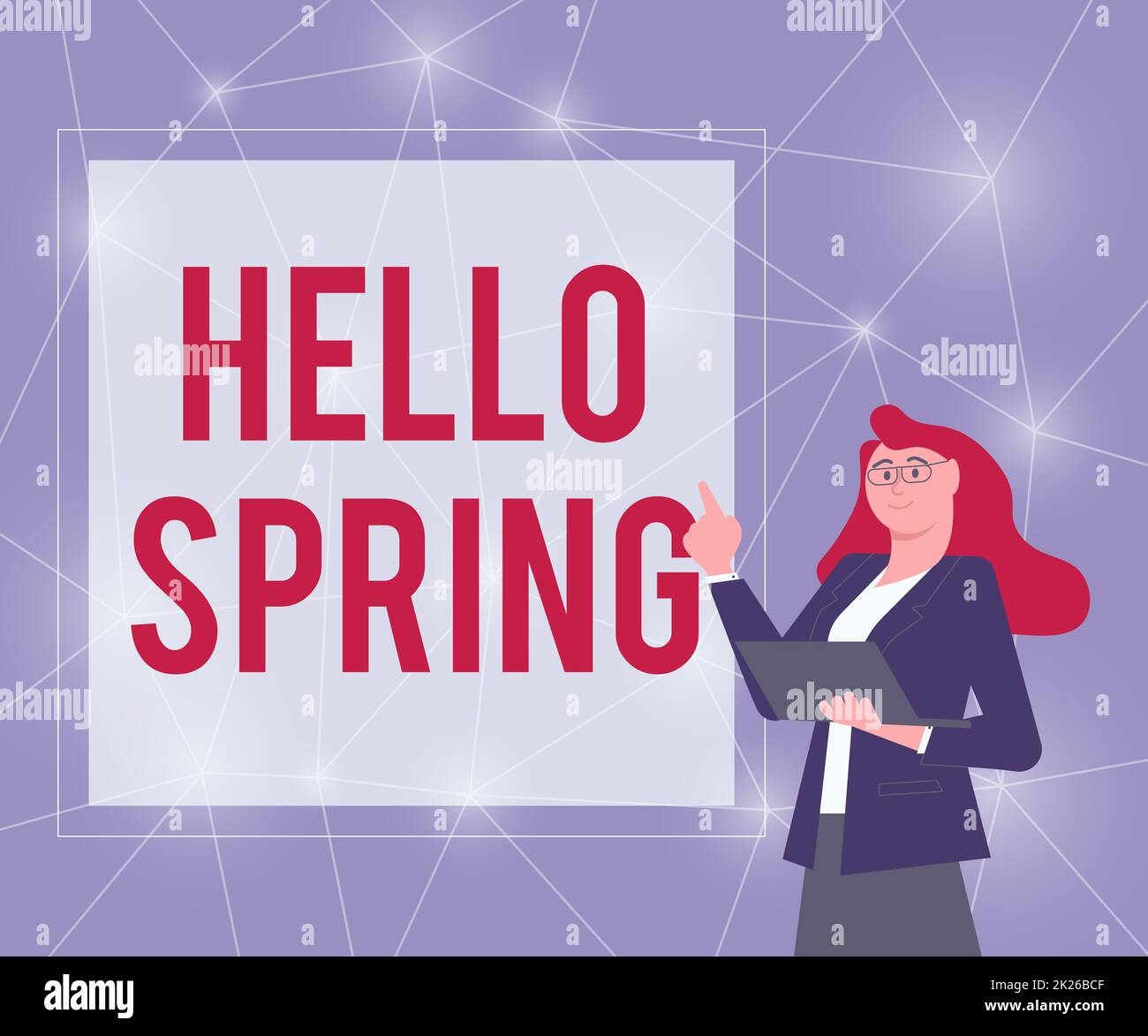 Text caption presenting Hello Spring. Word Written on Welcoming the season after the winter ...