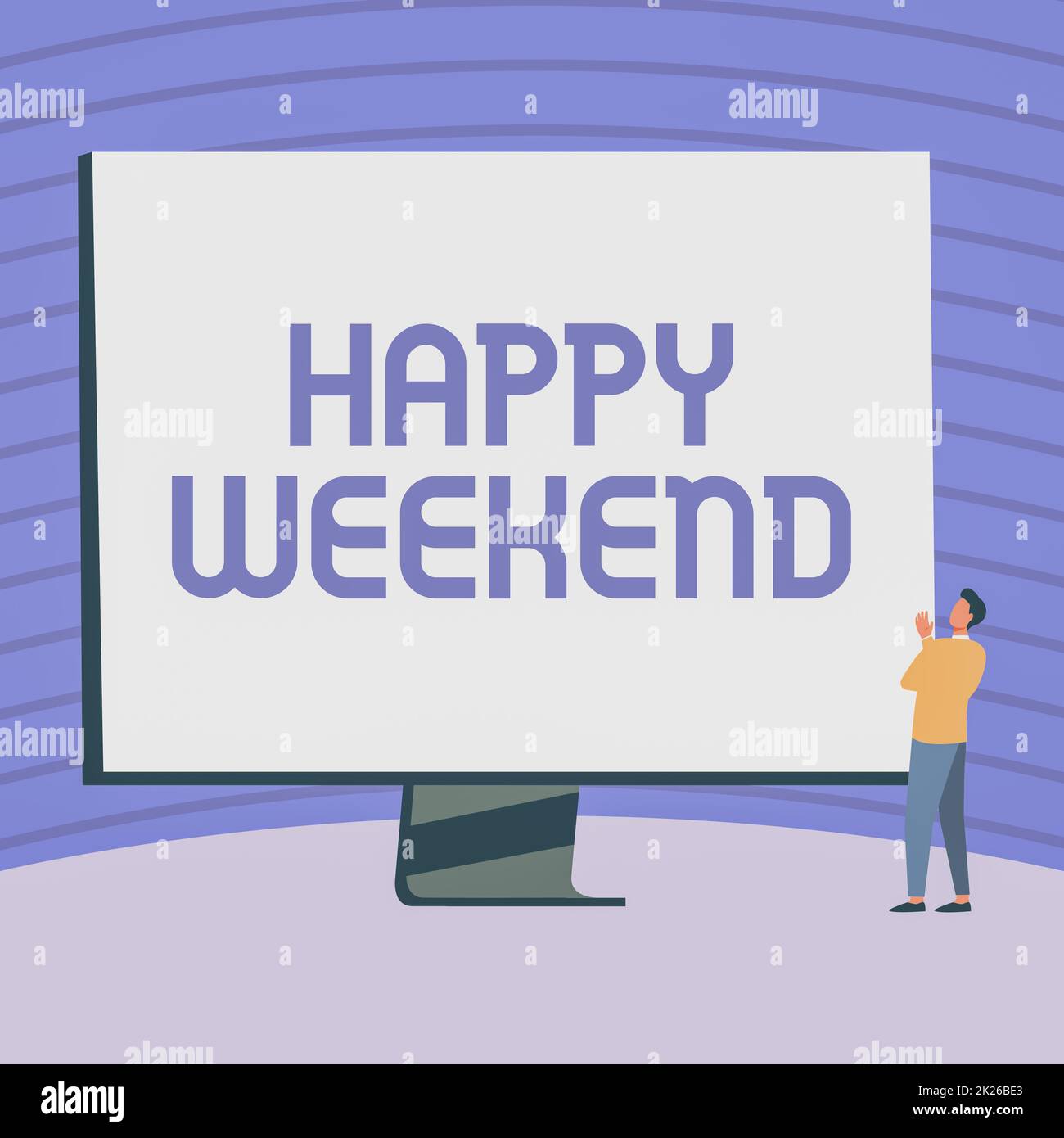Text caption presenting Happy Weekend. Business overview Cheerful rest ...
