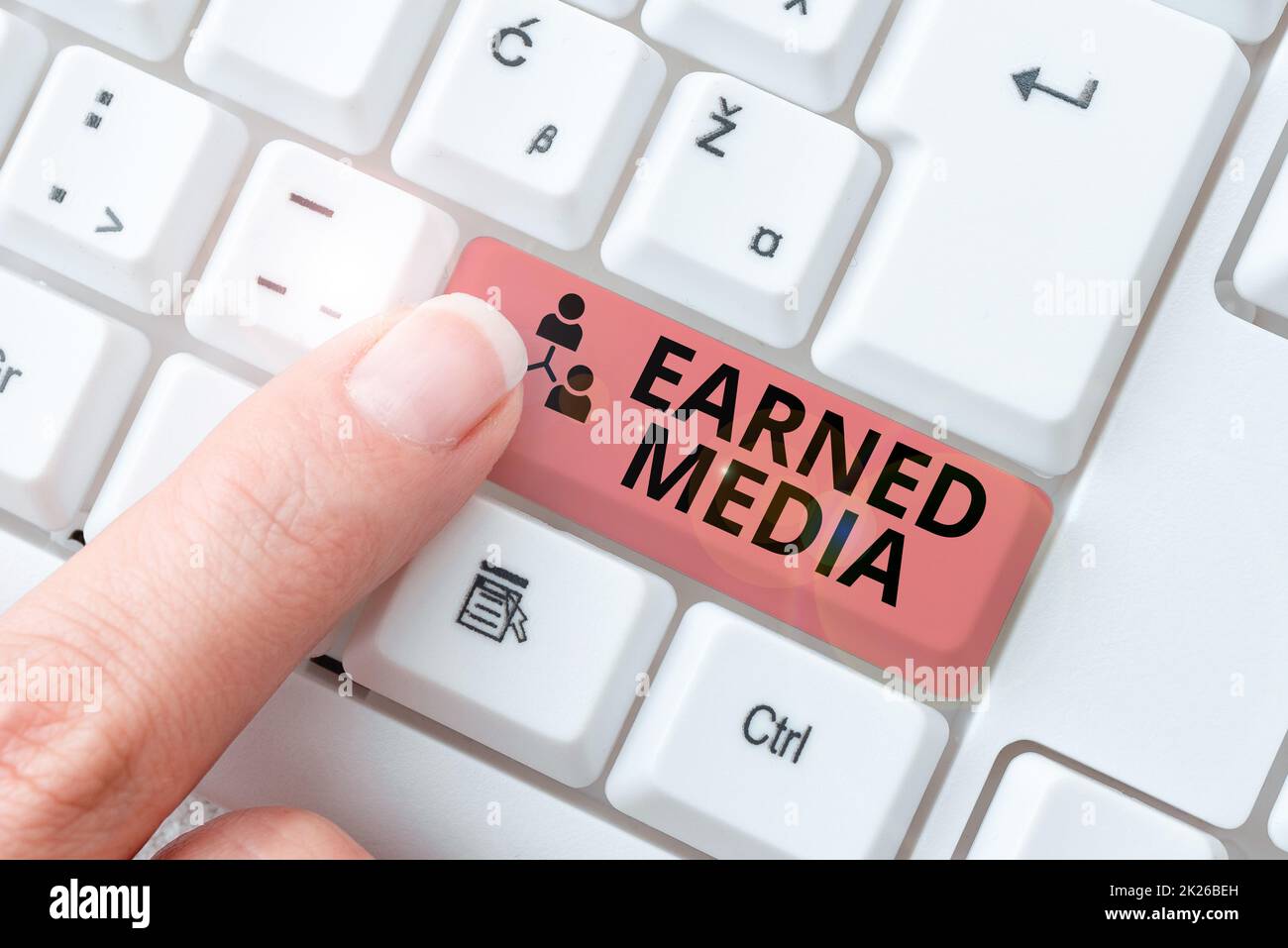 Sign displaying Earned Media. Concept meaning Publicity gained through ...