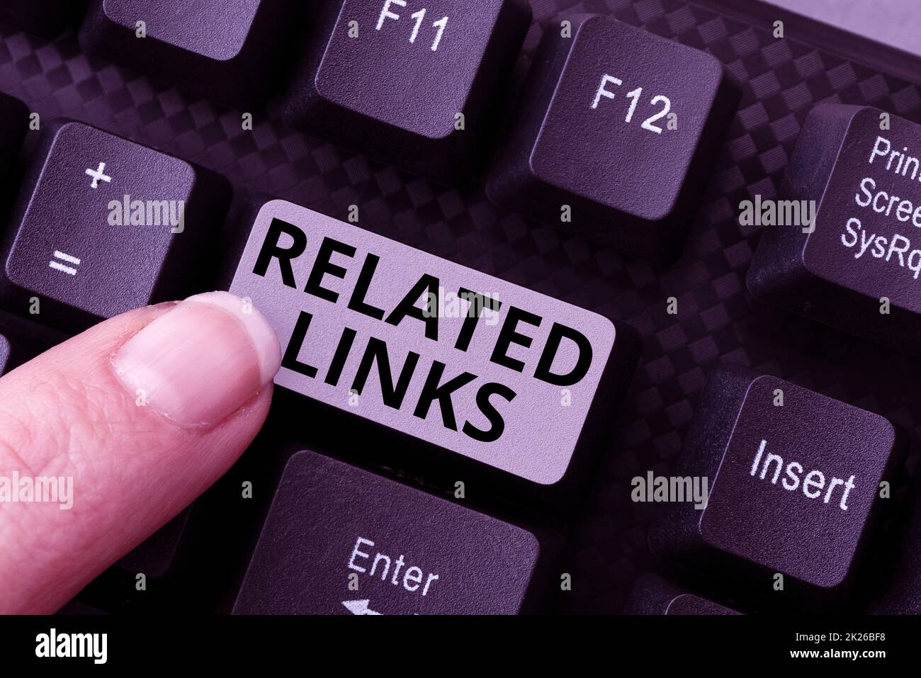 Sign displaying Related Links. Word Written on Website inside a Webpage Cross reference Hotlinks ...