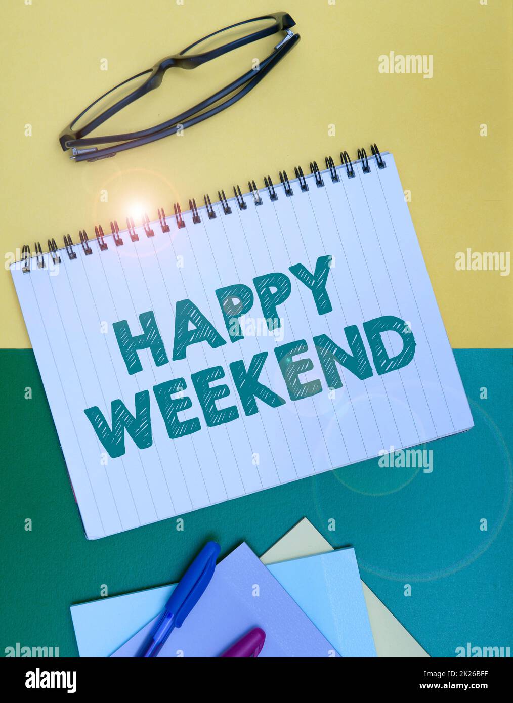 Hand writing sign Happy Weekend. Word Written on Cheerful rest day Time ...