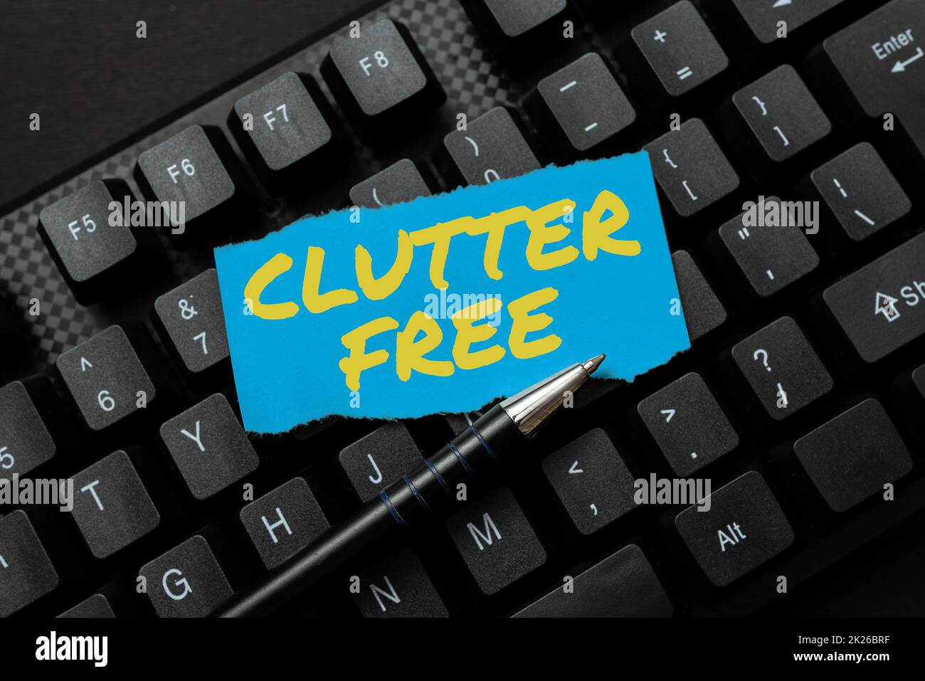 Hand writing sign Clutter Free. Concept meaning Well organized and ...