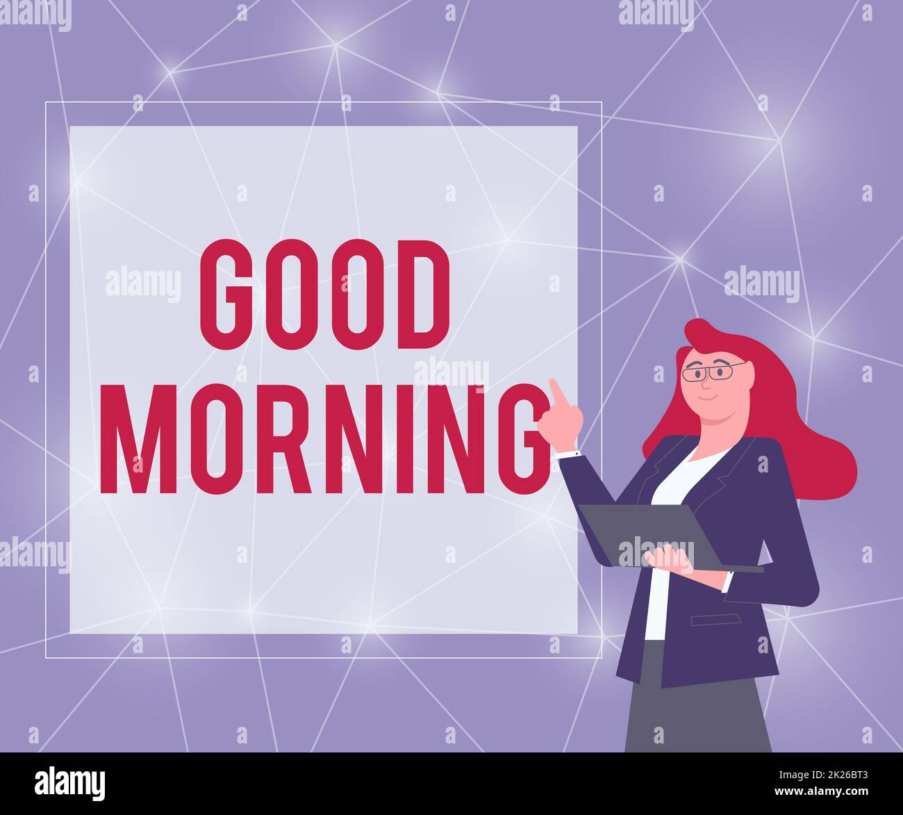 Text caption presenting Good Morning. Concept meaning A conventional ...