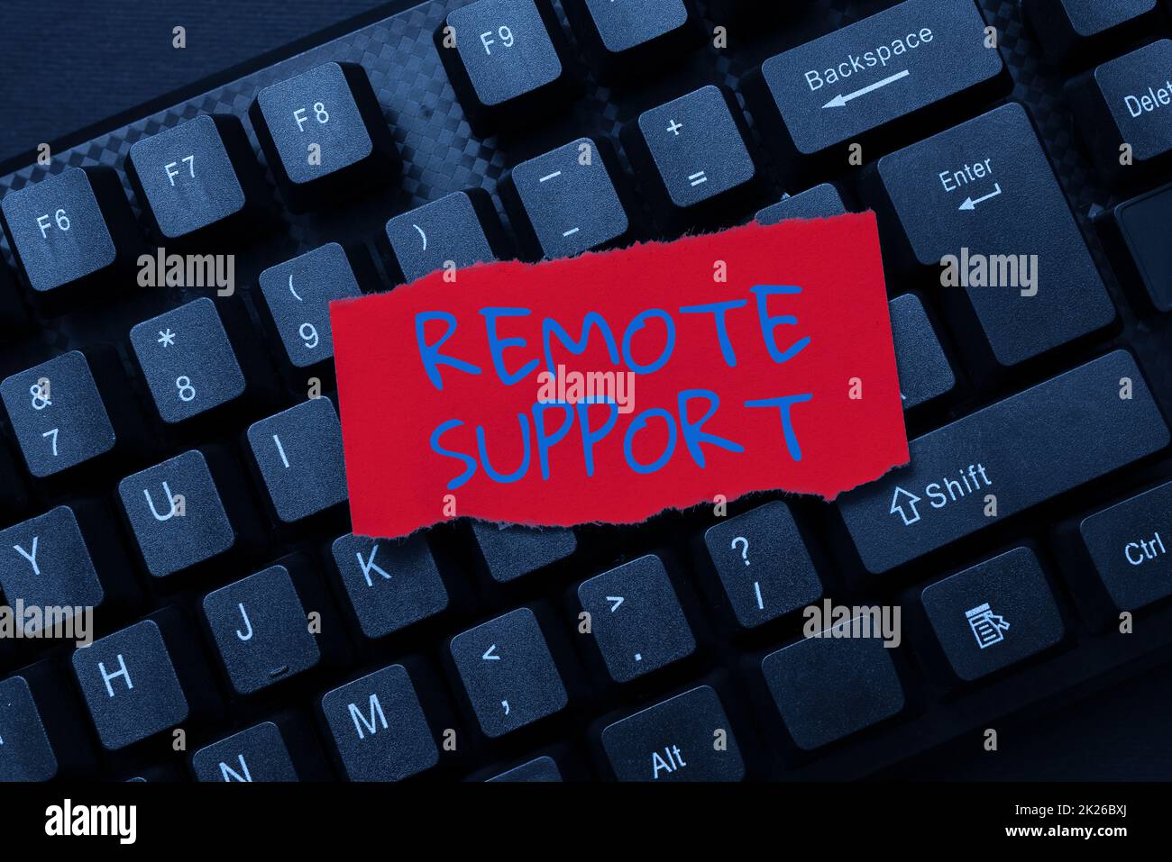 Text caption presenting Remote Support. Conceptual photo type of secure ...