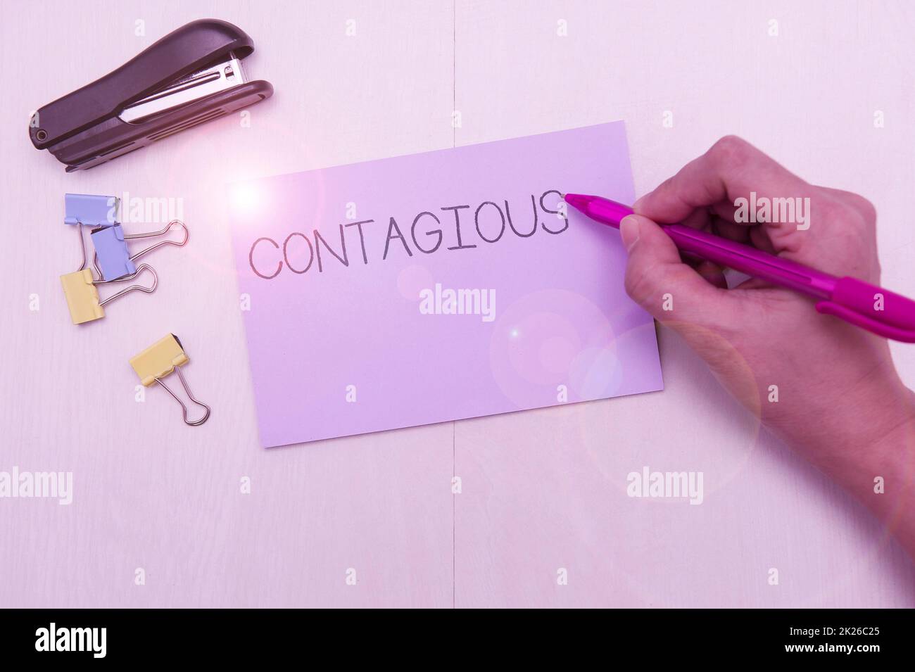 Text showing inspiration Contagious. Conceptual photo transmissible by ...