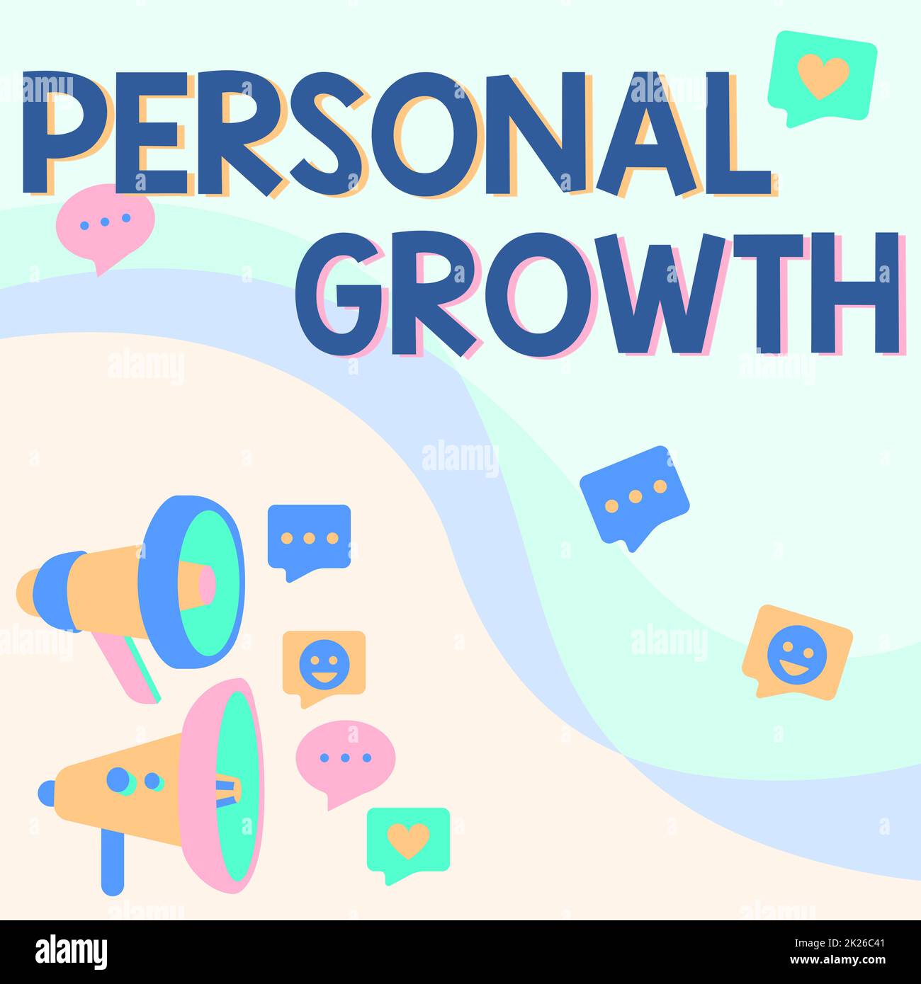 Conceptual caption Personal Growth. Word for a longterm process which ...