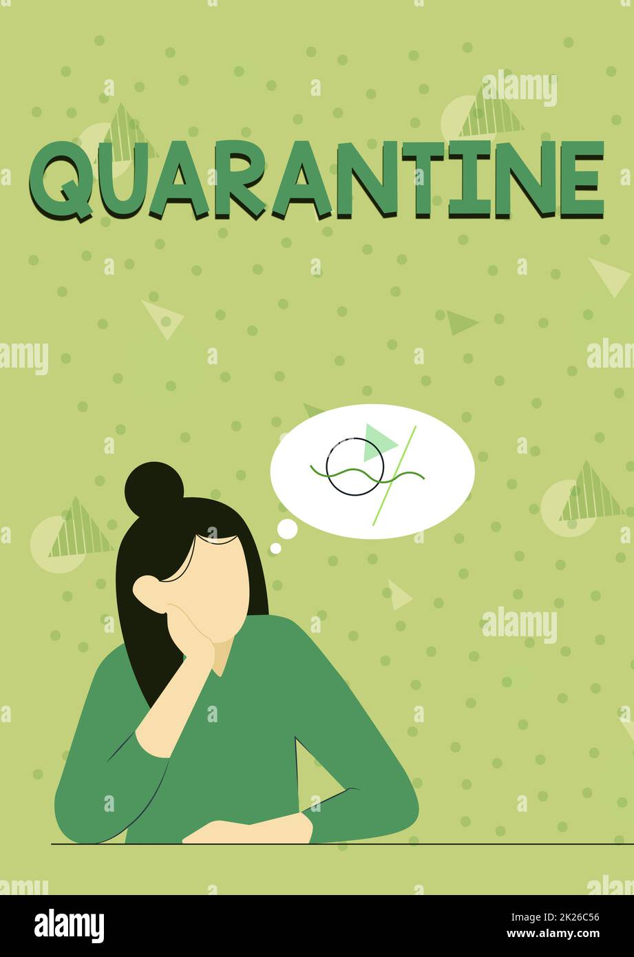 Text caption presenting Quarantine. Business idea restraint upon the ...