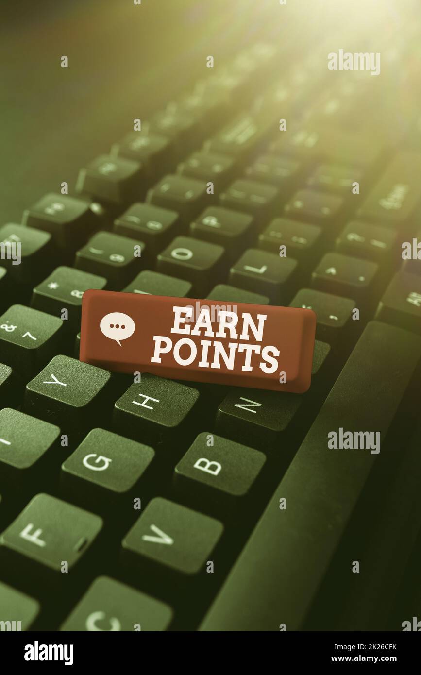 Hand writing sign Earn Points. Business approach a fund rewarded ...