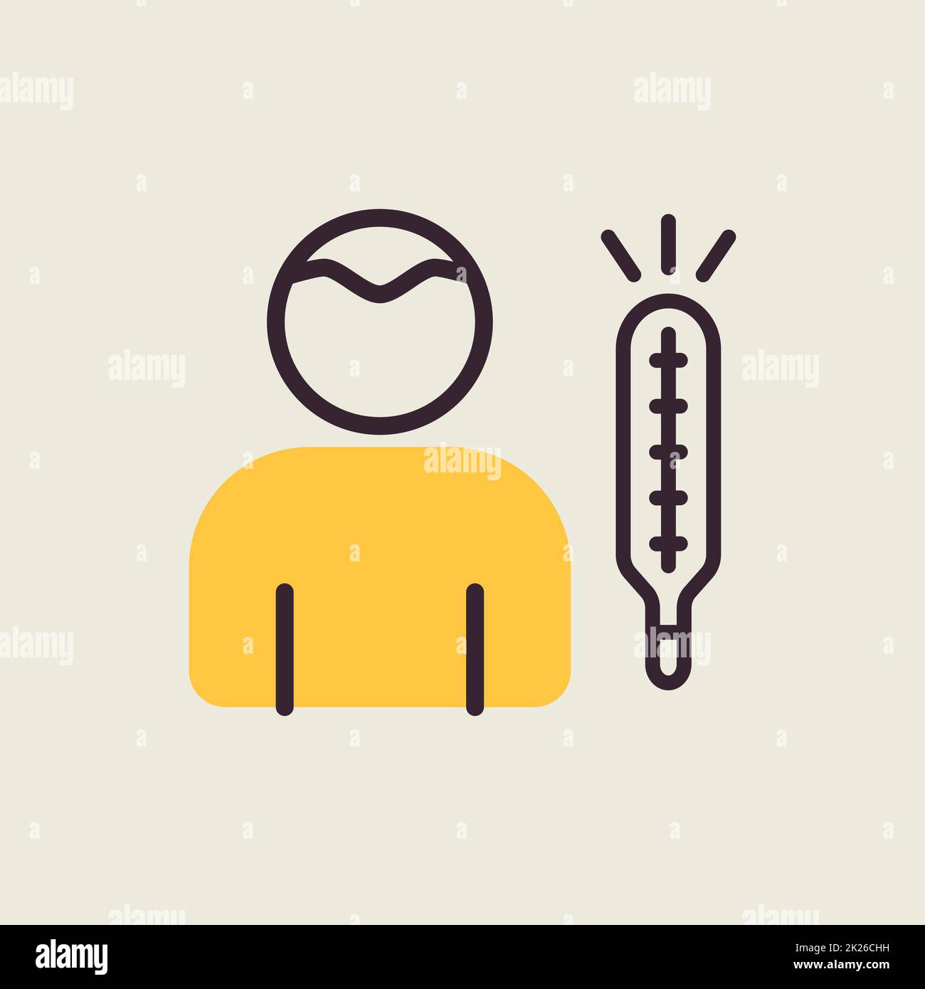 Fever High temperature vector icon. Covid sign Stock Photo - Alamy